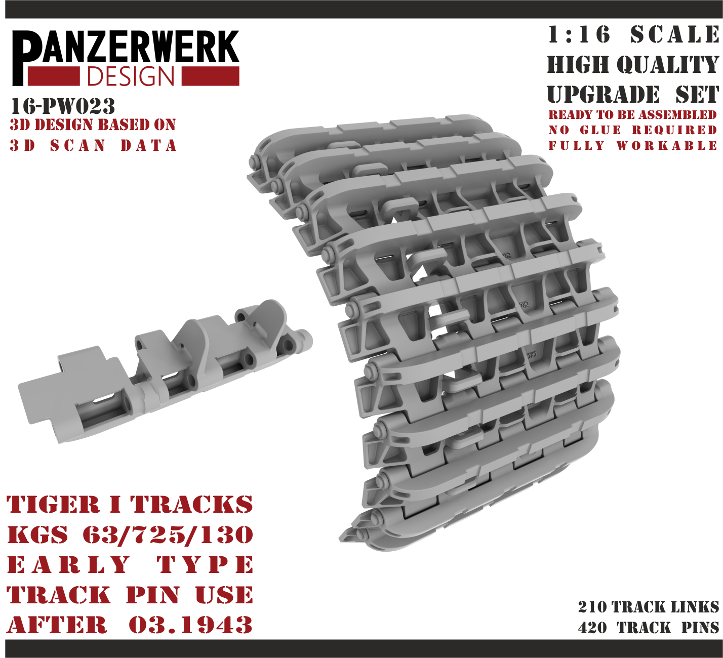 Tiger I Early tracks 1/16 Panzerwerk Design